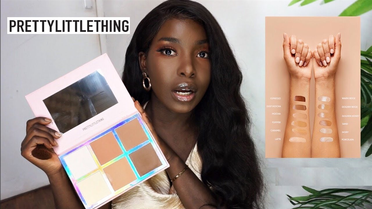 TESTING PRETTY LITTLE THING MAKE UP !! FOUNDATION, CONTOUR, EYESHADOW ...
