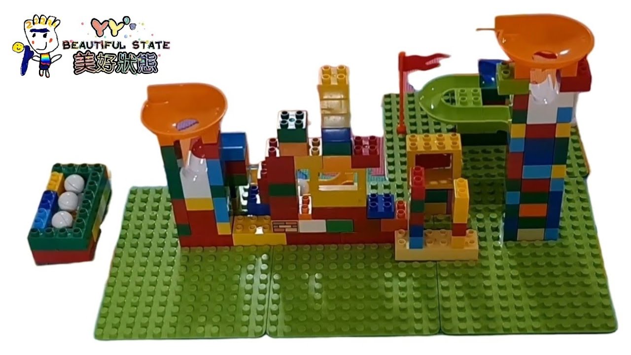 03. Let's build Lego Duplo Block Marble Run Track Marble Run Race ...