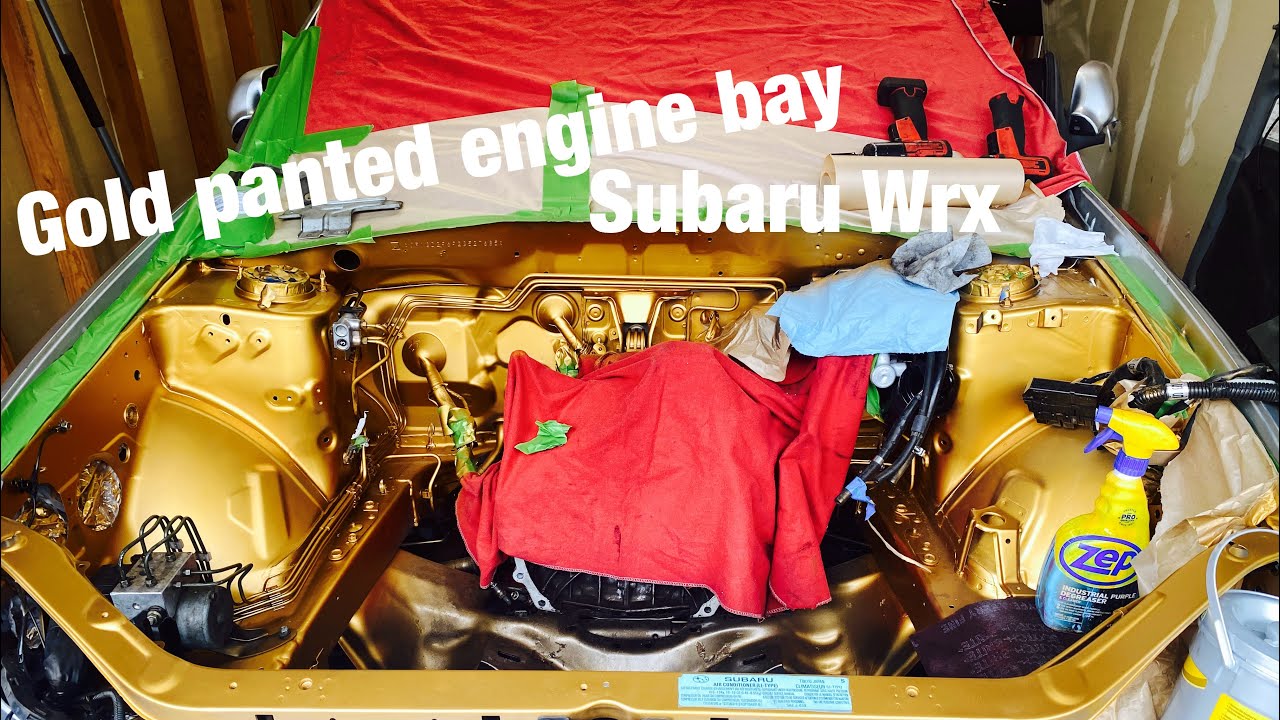 Painting Wrx engine bay gold - YouTube