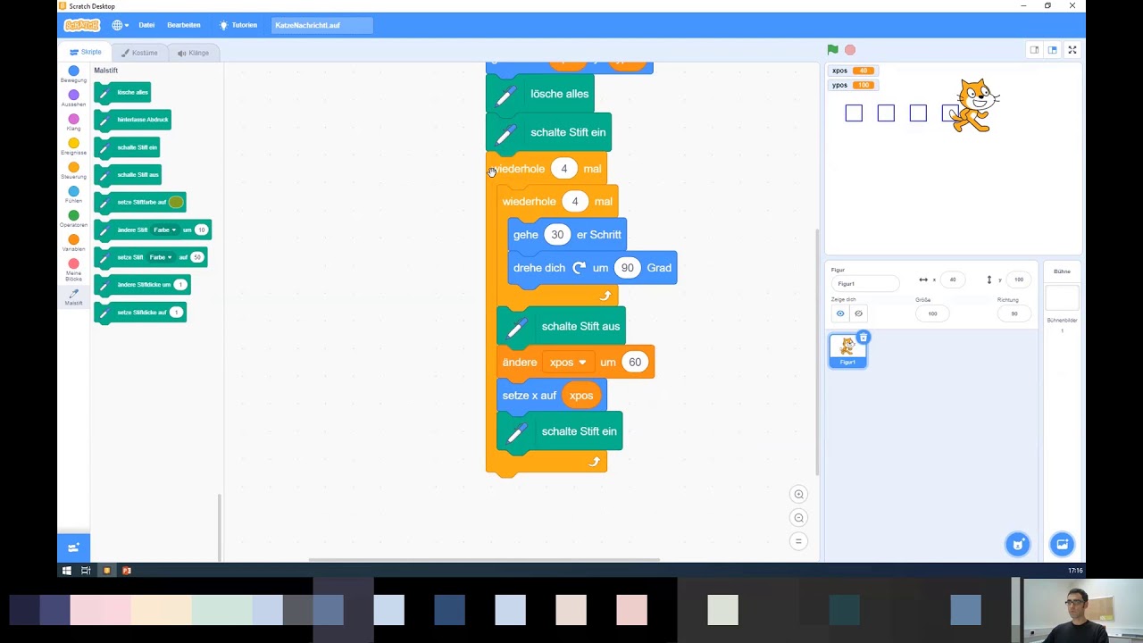 Scratch - Quadrate im Canvas wiederholen - YouTube
