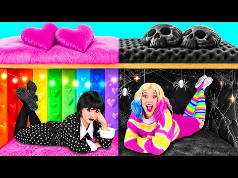 Geheime Räume Unter Dem Bett Mit Wednesday Addams | Coole Kreative Hacks von PaRaRa Challenge