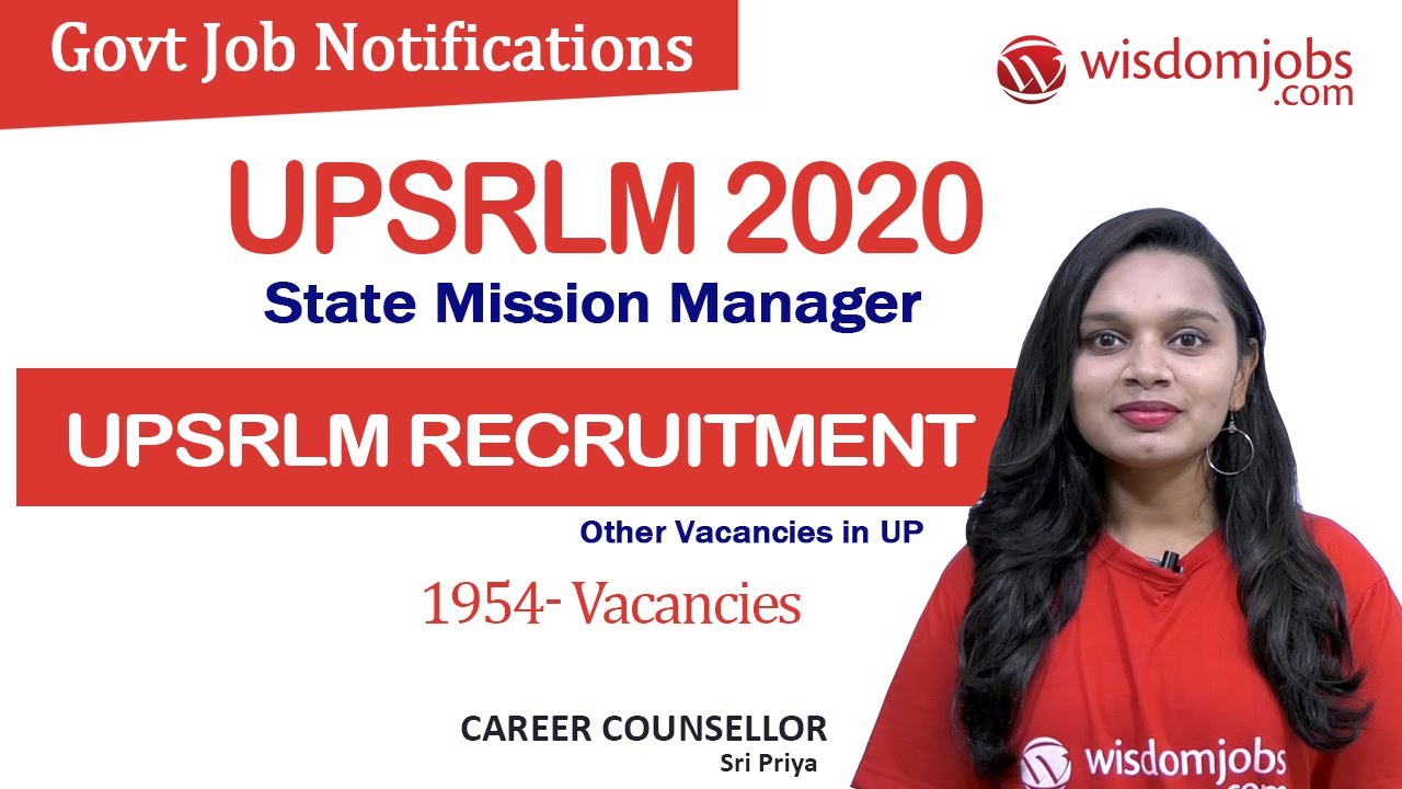 UPSRLM 2020 Notification | 1954 State Mission Manager & Other Vacancies ...