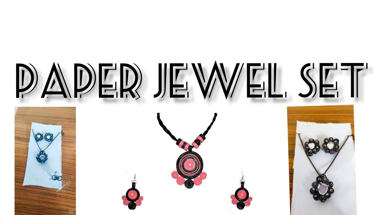 How to make paper jewel set /paper chain +paper earrings +paper ring ...