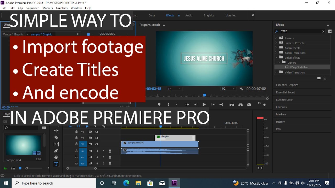 How to import footage create titles and encode or export in adobe ...