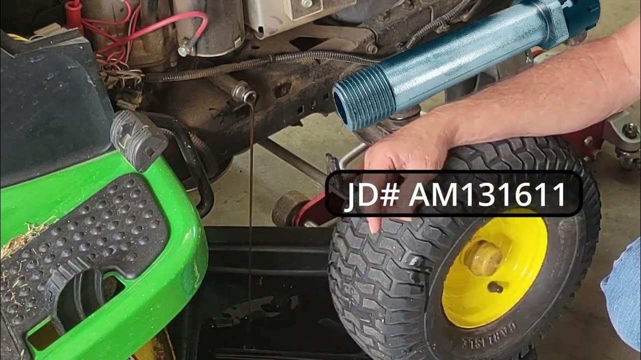 John Deere lawn tractor oil change - YouTube