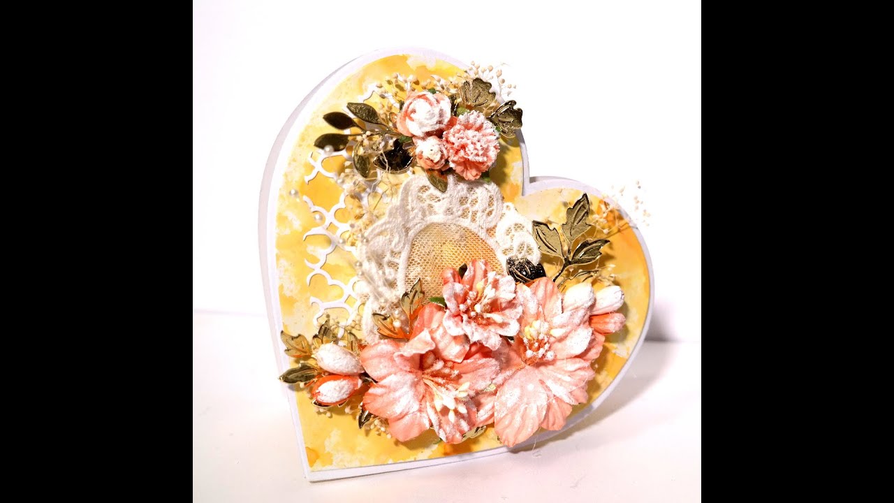Shabby Chic Heart Shaped Card - YouTube