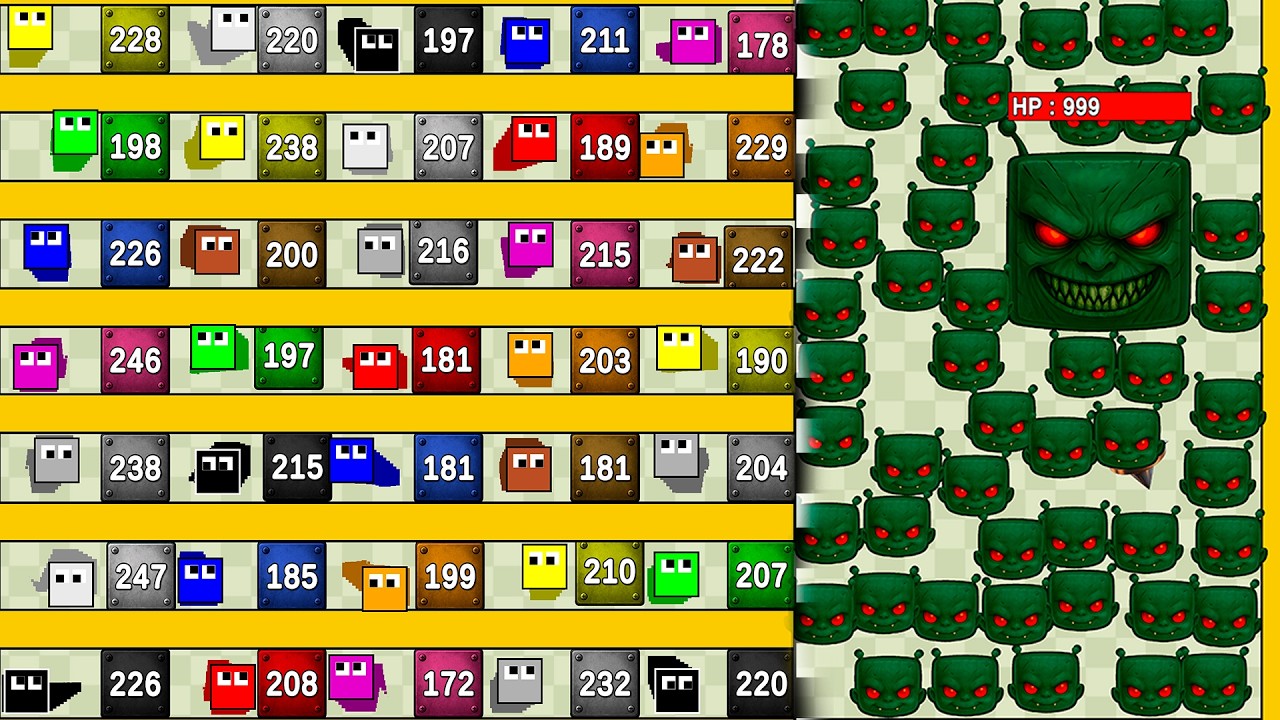 Square League - Army Of Squares VS 100 Alien kids & Alien Boss - YouTube