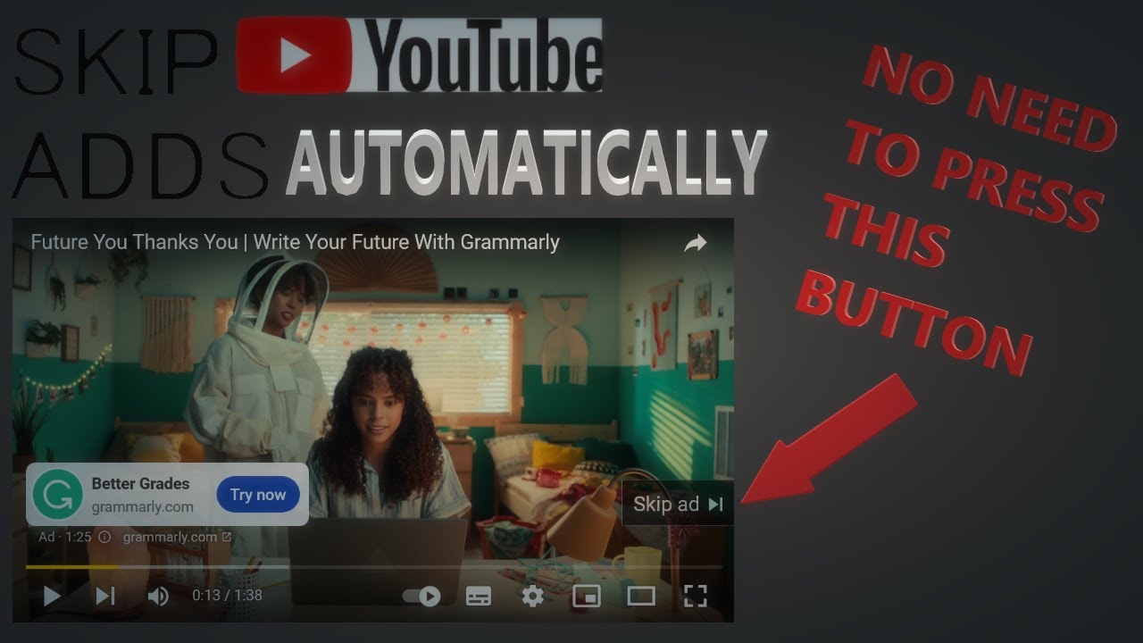 How To Skip Adds Automatically In YouTube - YouTube