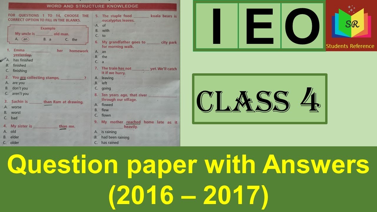 IEO class 4 question paper 2016 Set A / IEO class 4 Question paper ...