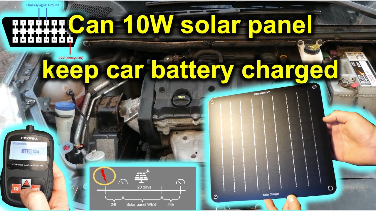 Can 10W solar panel keep a car battery charged or topped up? How do you ...