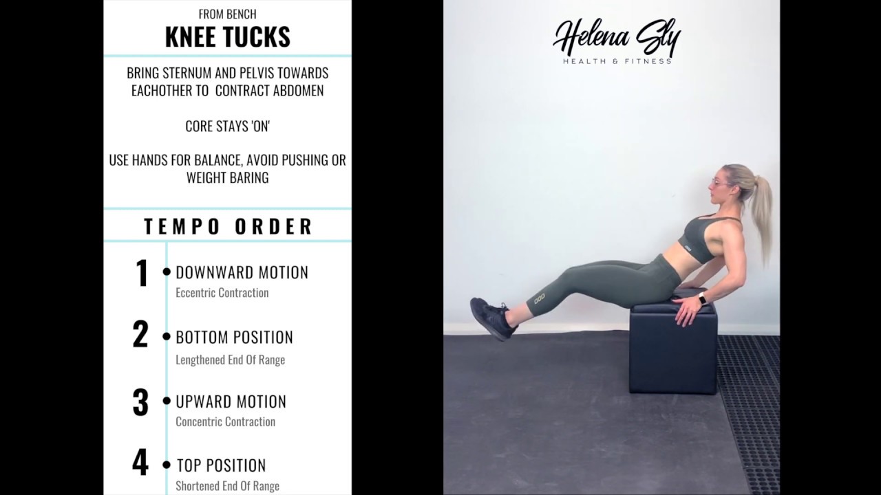 Seated Knee Tucks From Bench - YouTube