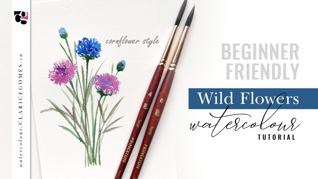 Easy Wildflower Spring Composition in Watercolour - Beginner Friendly ...