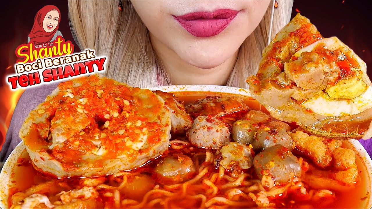 ASMR 🔥😋BAKSO ACI BERANAK TEH SHANTY DENNY CAGUR💥 FILLED JUMBO MEATBALL ...