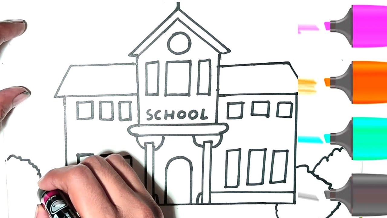 School Drawing, Painting, Coloring, Easy Step By Step, Simple, Cute ...