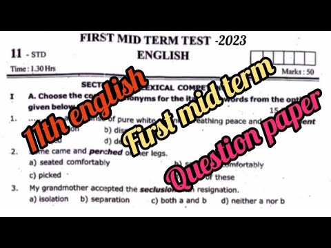 11th english first mid term exam question paper 2023||Jks channel - YouTube