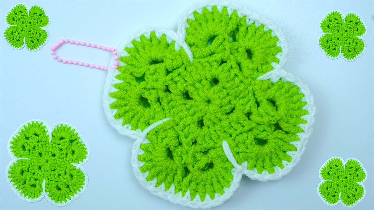 crochet keychain! crochet four leaf clover keychain! how to crochet for ...