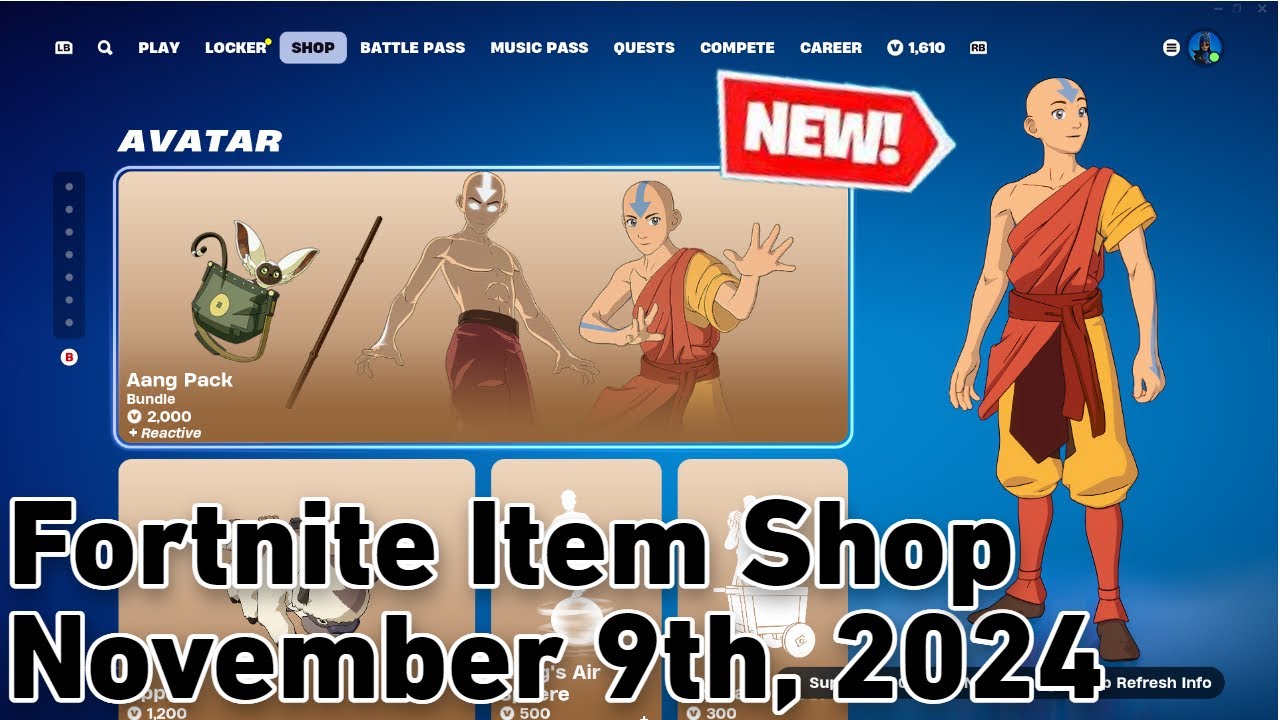 *NEW* AVATAR COLLAB AANG SKIN & *NEW* RICHES ICON EMOTE! Fortnite Item ...