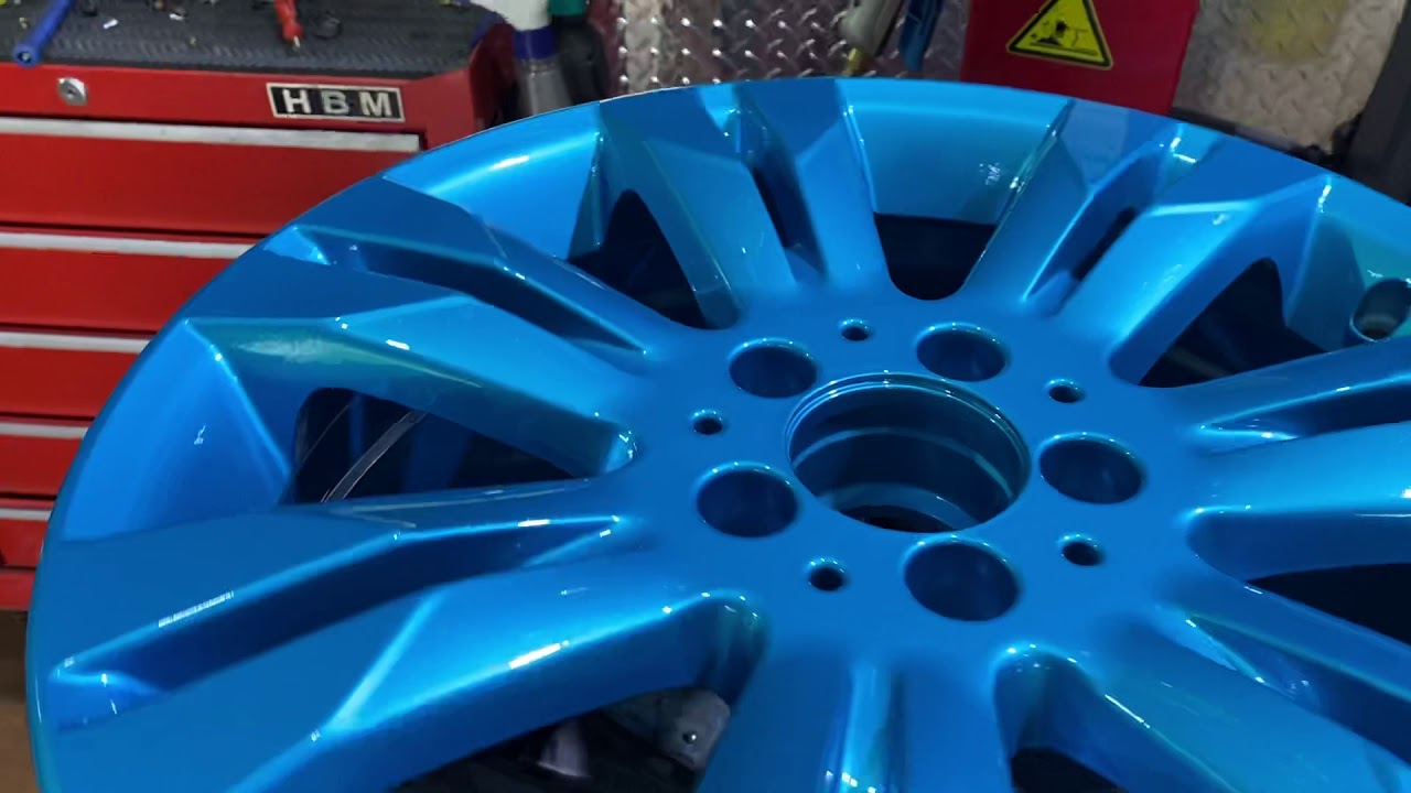 Light Candy Blue Powder Coated Alloy Wheel - YouTube