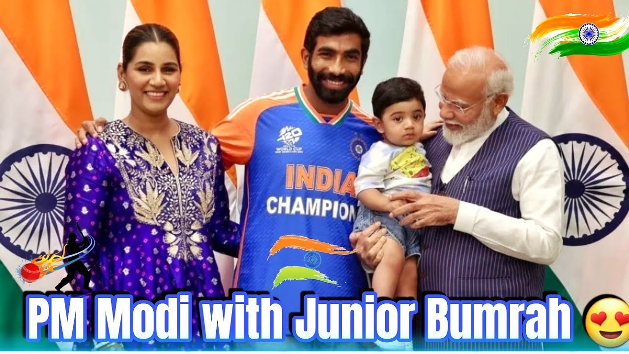 PM Modi Heart Win Gesture with Bumrah's Son Angad and other Players ...