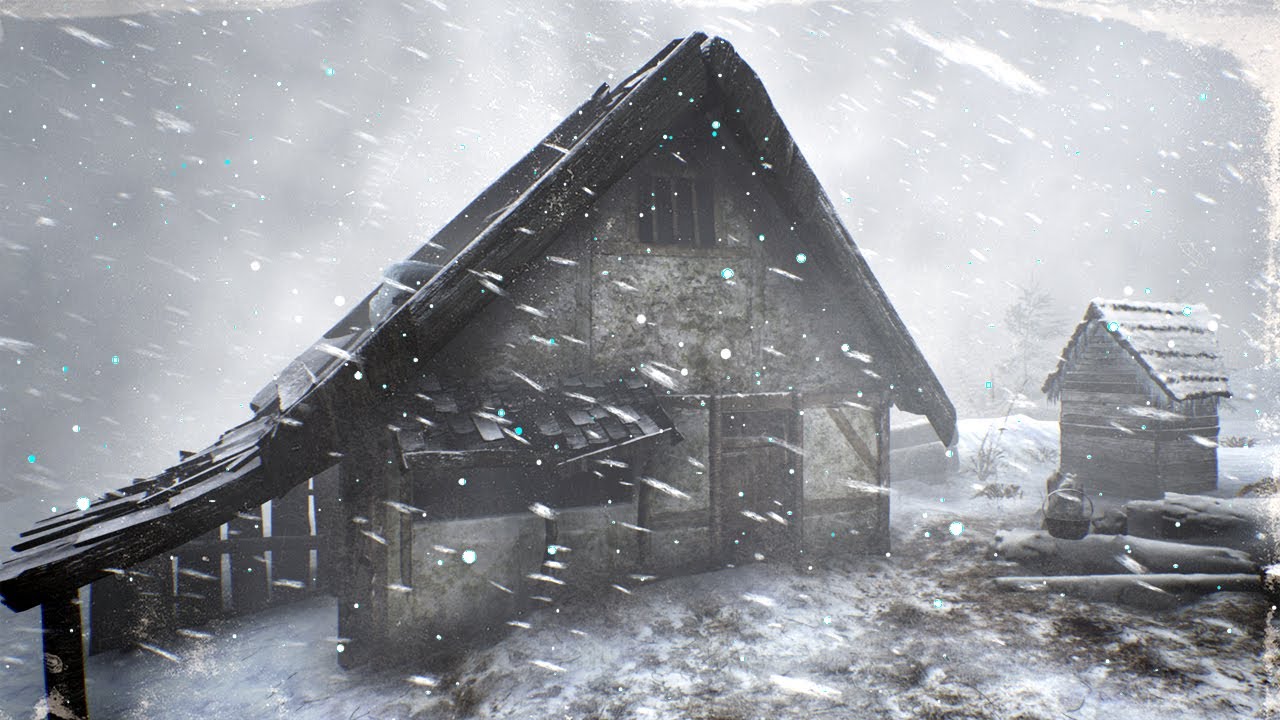 Lonely Mountain House During a SNOWSTORM. Snow storm sounds while ...