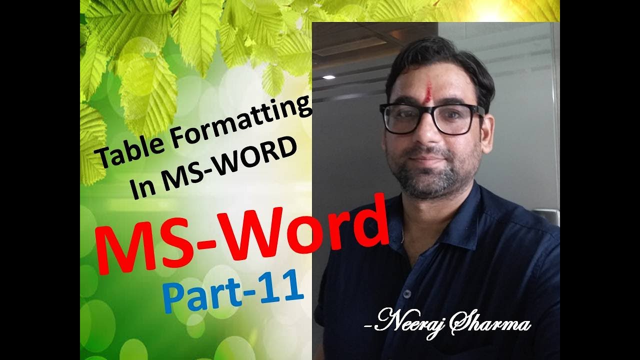 Table formatting in ms word || Free Basic Computer Classes ||how to ...