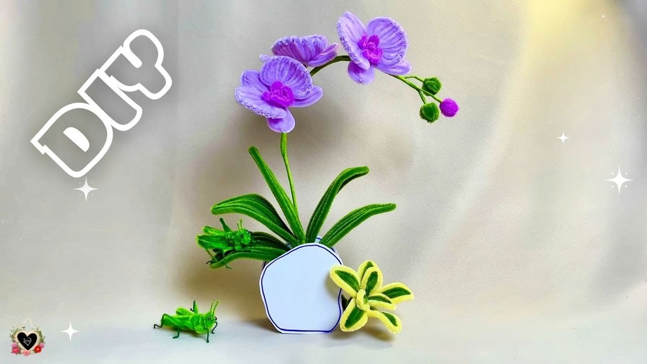 Flower Pipe Cleaner🦋A lovely Orchid Pot with Pipe Cleaner and Cardboard ...