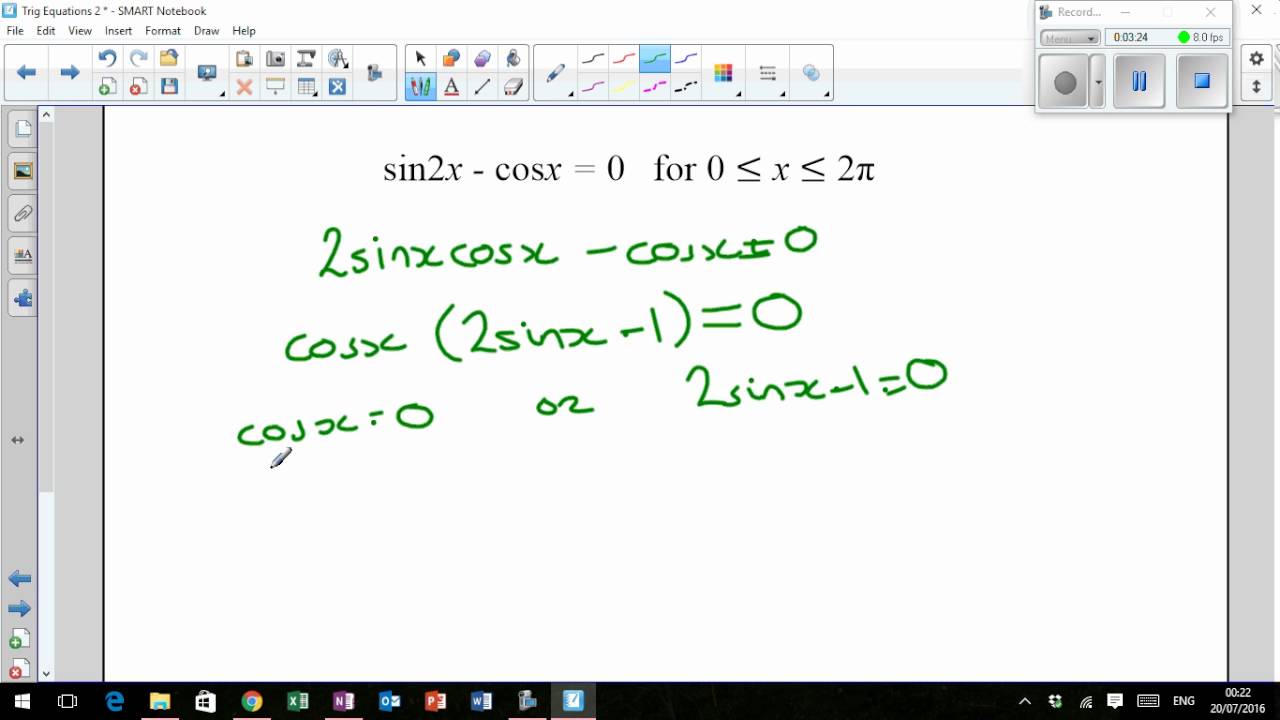 LHS Higher Mathematics - Trigonometry 6 - Trig Equations 2 - YouTube