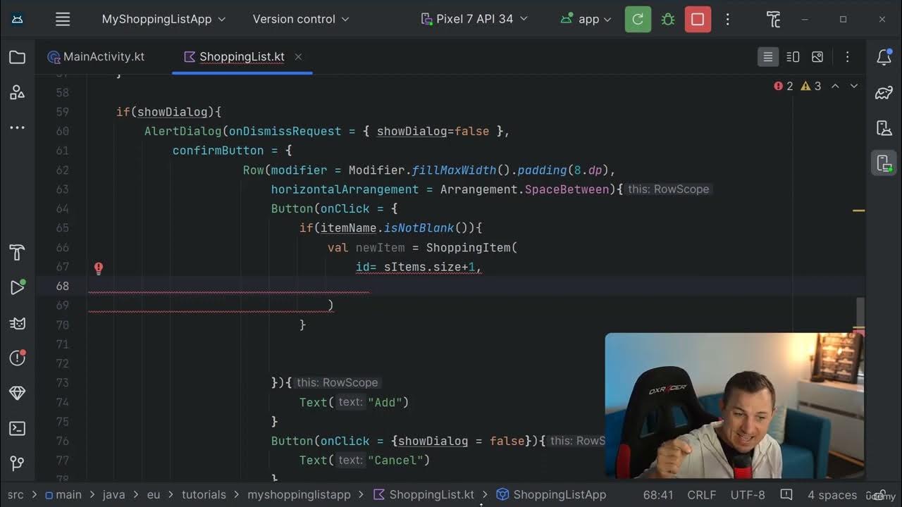 97 Finishing Our Alertdialog And Saving The Shoppinglist Item Youtube