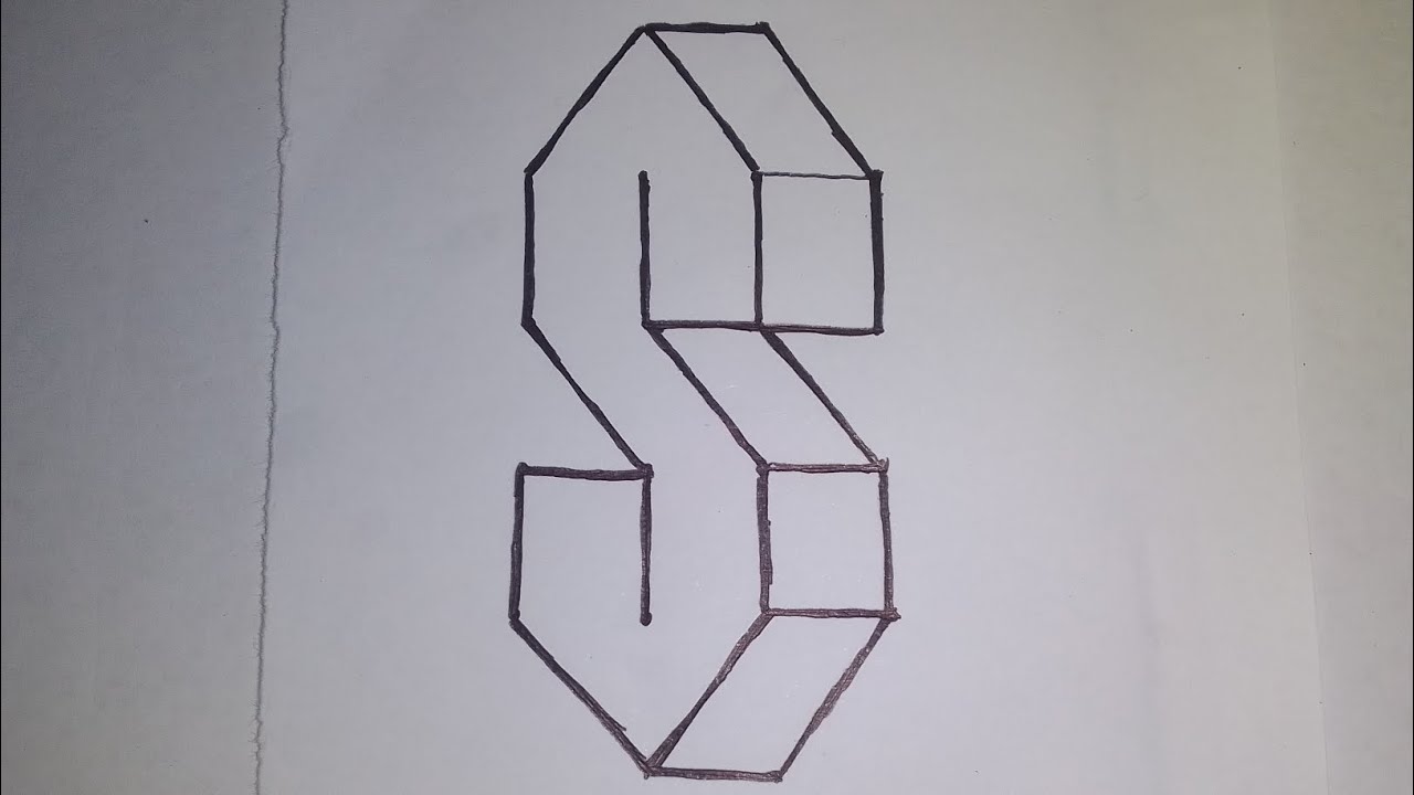 How to draw 3D letter S - YouTube