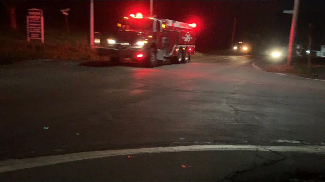 Tanker 28 responding to a reported structure fire - YouTube