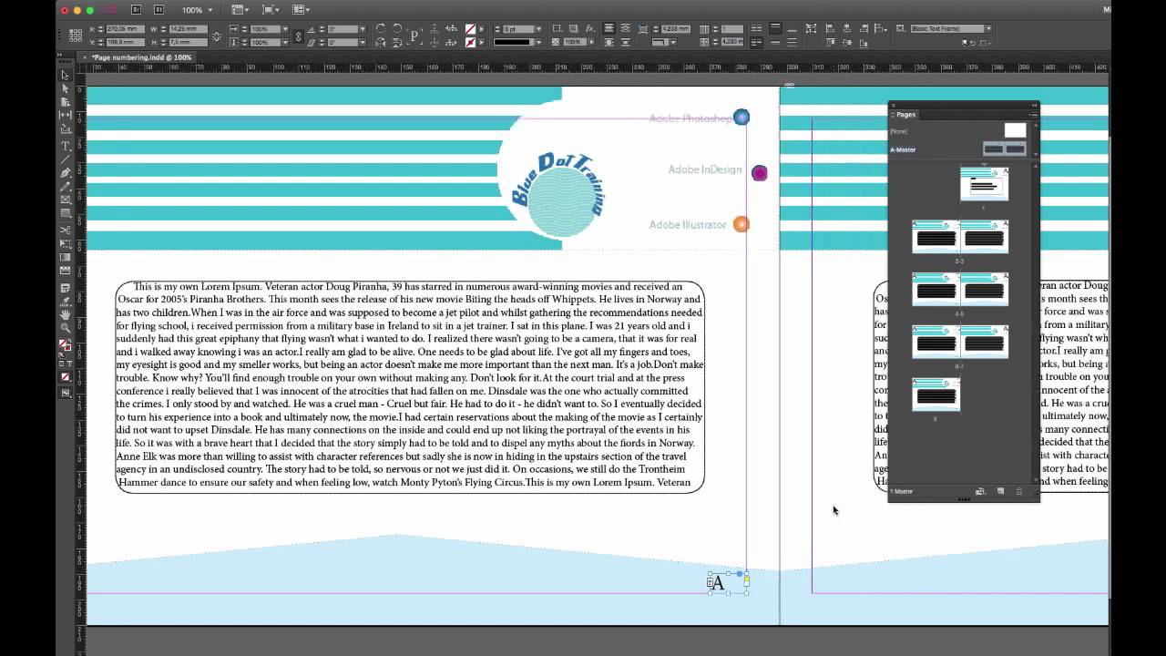 Using Page Numbering in Adobe InDesign - YouTube