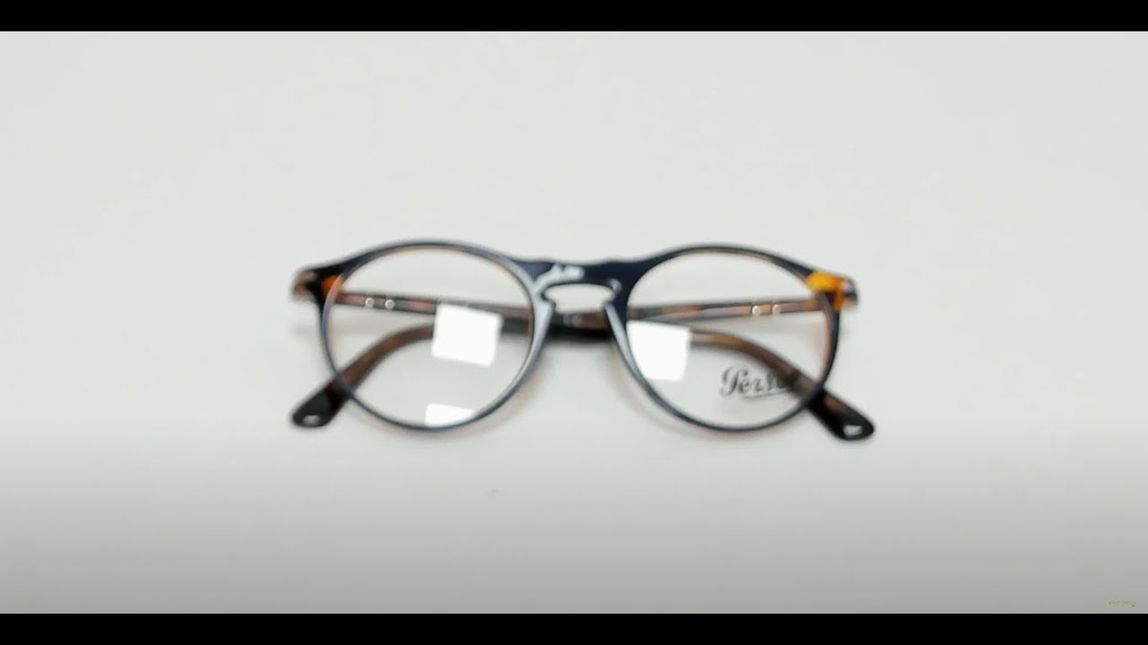 Persol Eyeglasses Model-3201-V Color- 1095 Blue/Havana - YouTube