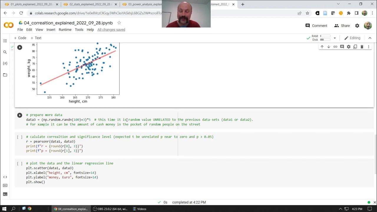 [4] Correlation explained, scatterplots in related and unrelated data - YouTube