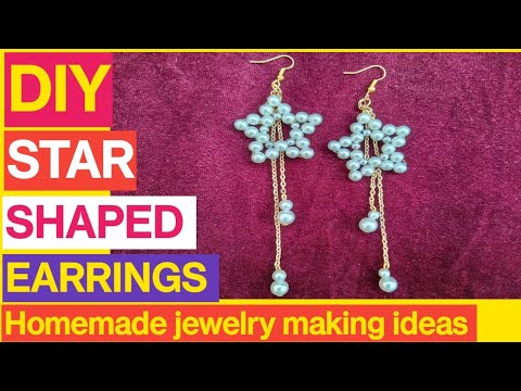 How to make earrings with beads | DIY earrings at home | Pearl earrings ...