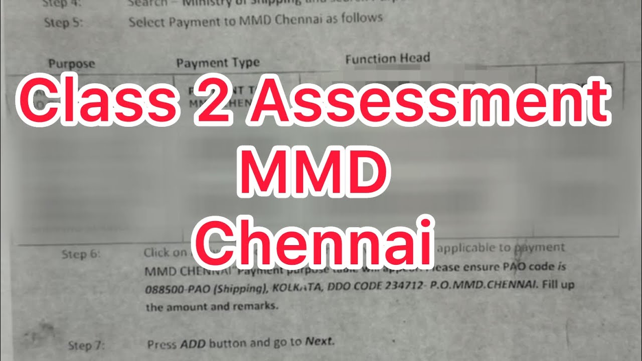 Class 2 Assessment MMD Chennai 2024 update⚠️⚠️‼️ Must See - YouTube