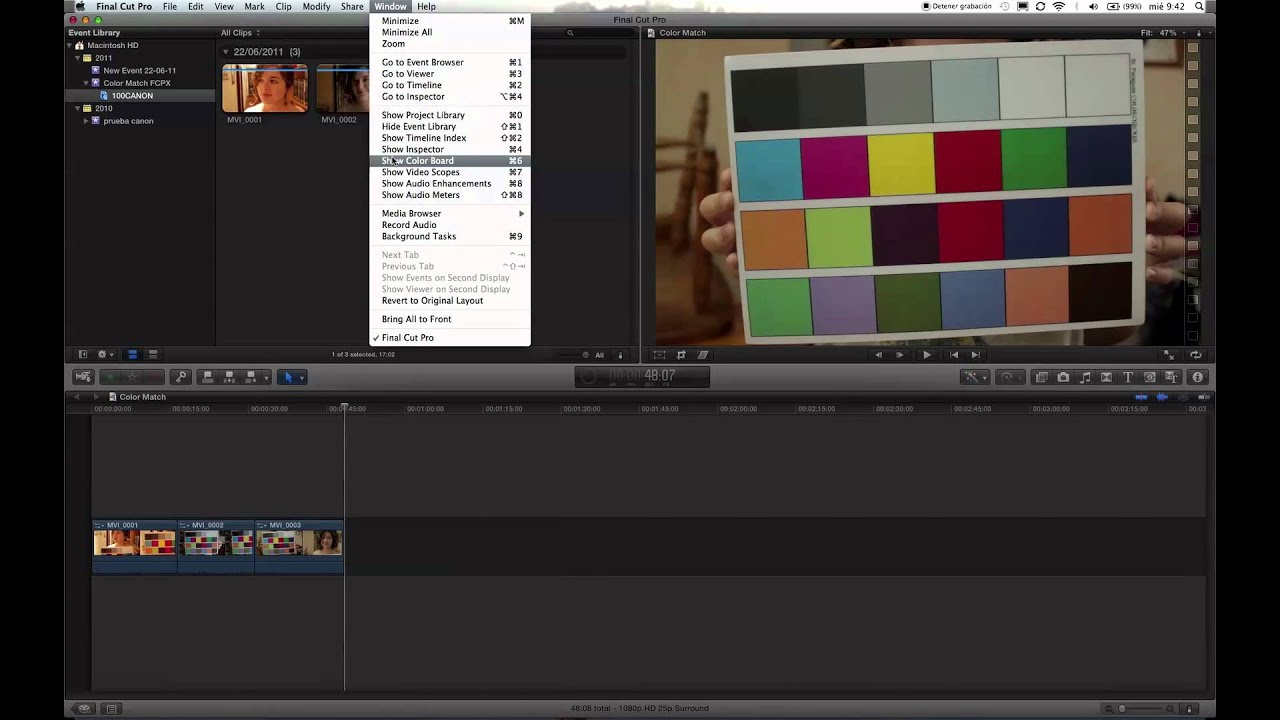 Tutorial Final Cut Pro X Color Match (español) - YouTube