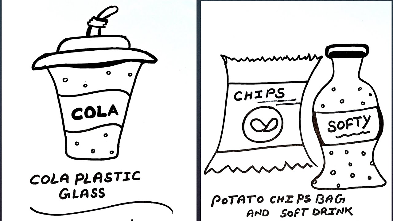 How to Draw Cola Plastic Glass || Drawing Cola Plastic Glass step by ...