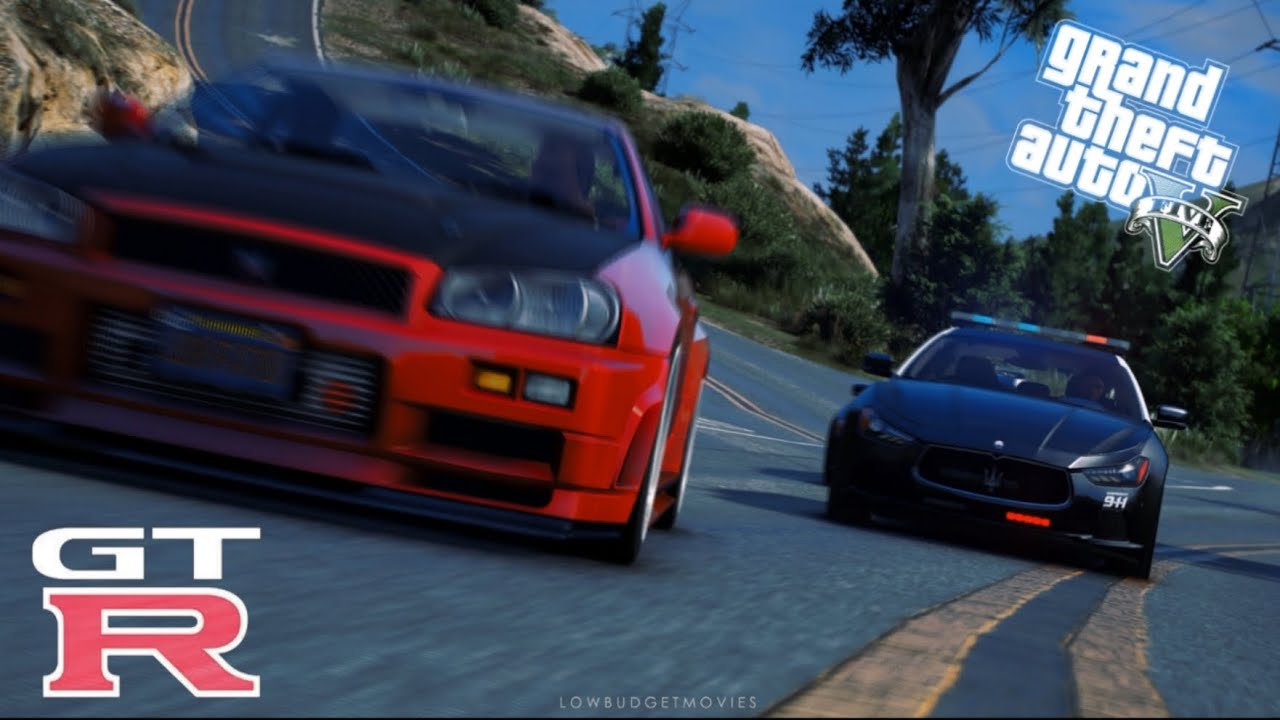 Part 2 - GTR R34 Cinematic Police Chase | GTA V | Machinima - YouTube