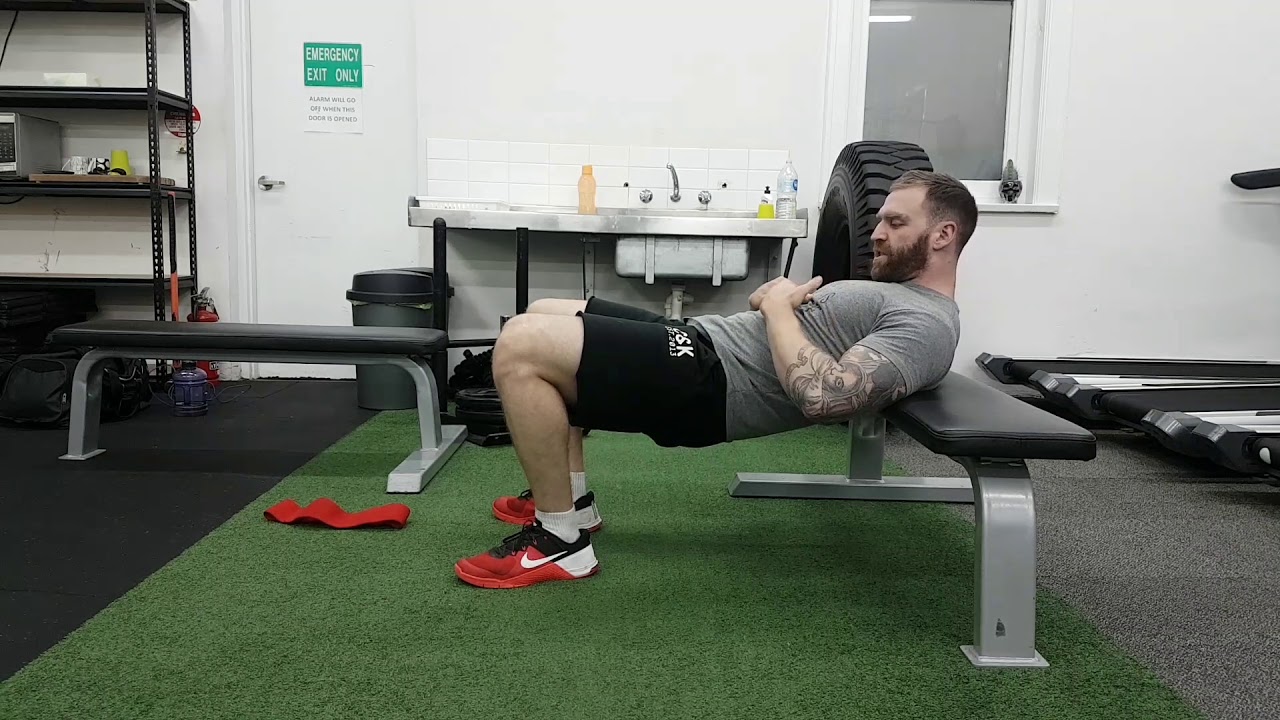 Bodyweight Hip Thrust/B Stance Banded Hip Thrust - YouTube