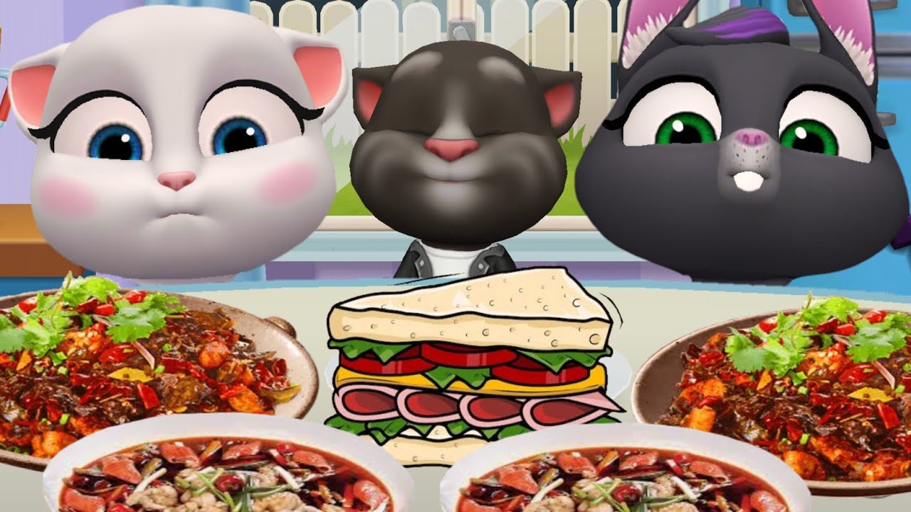 My Talking Tom Friends Angela Becca Tom ASMR Mukbang 🤣 - YouTube