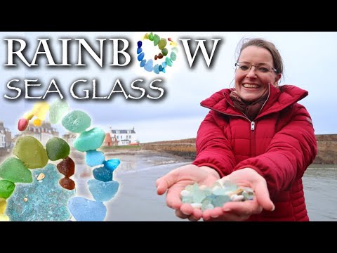 Chasing SEA GLASS RAINBOWS! Beachcombing a Scottish Harbour across from ...