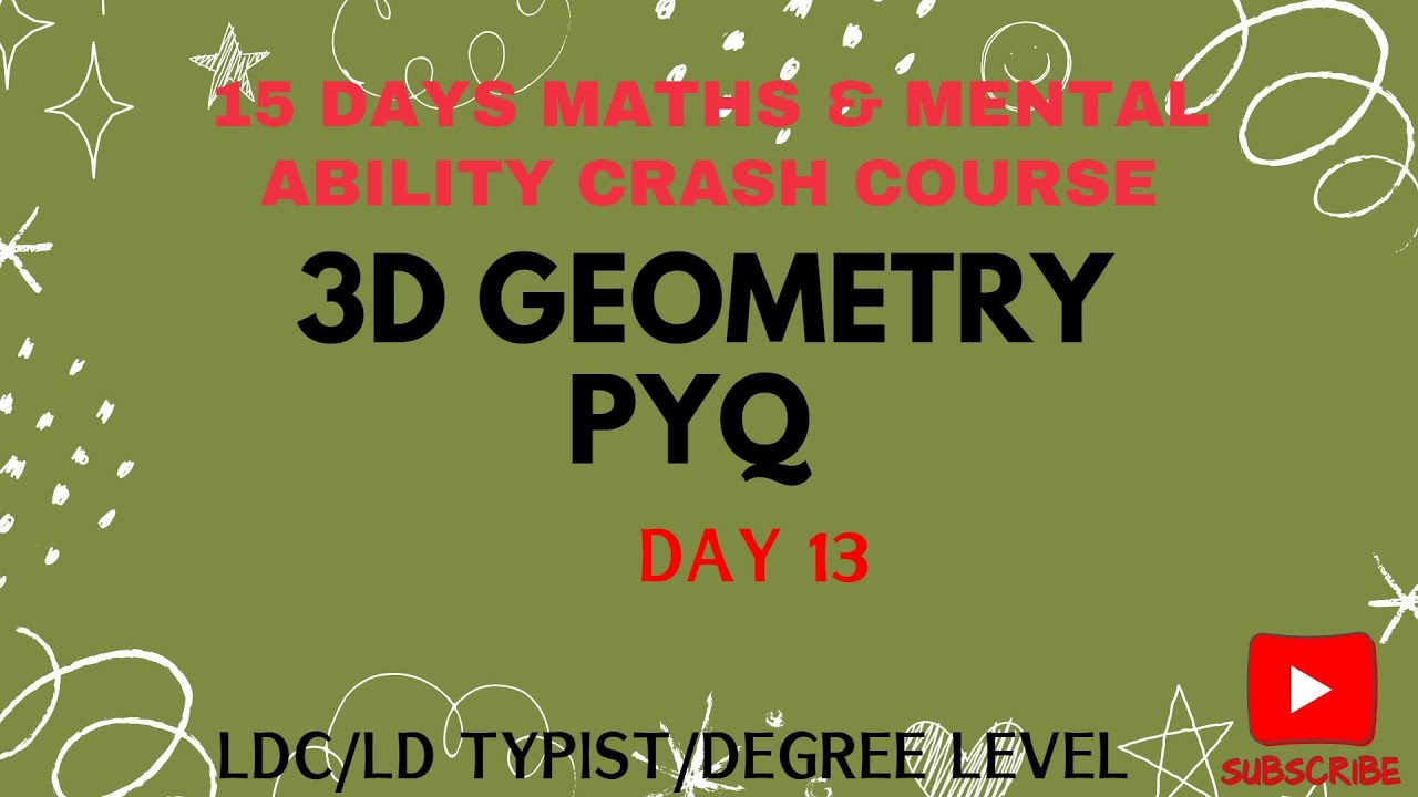 3D GEOMETRY | LD TYPIST PSC PYQ |DEGREE LEVEL EXAMS - YouTube