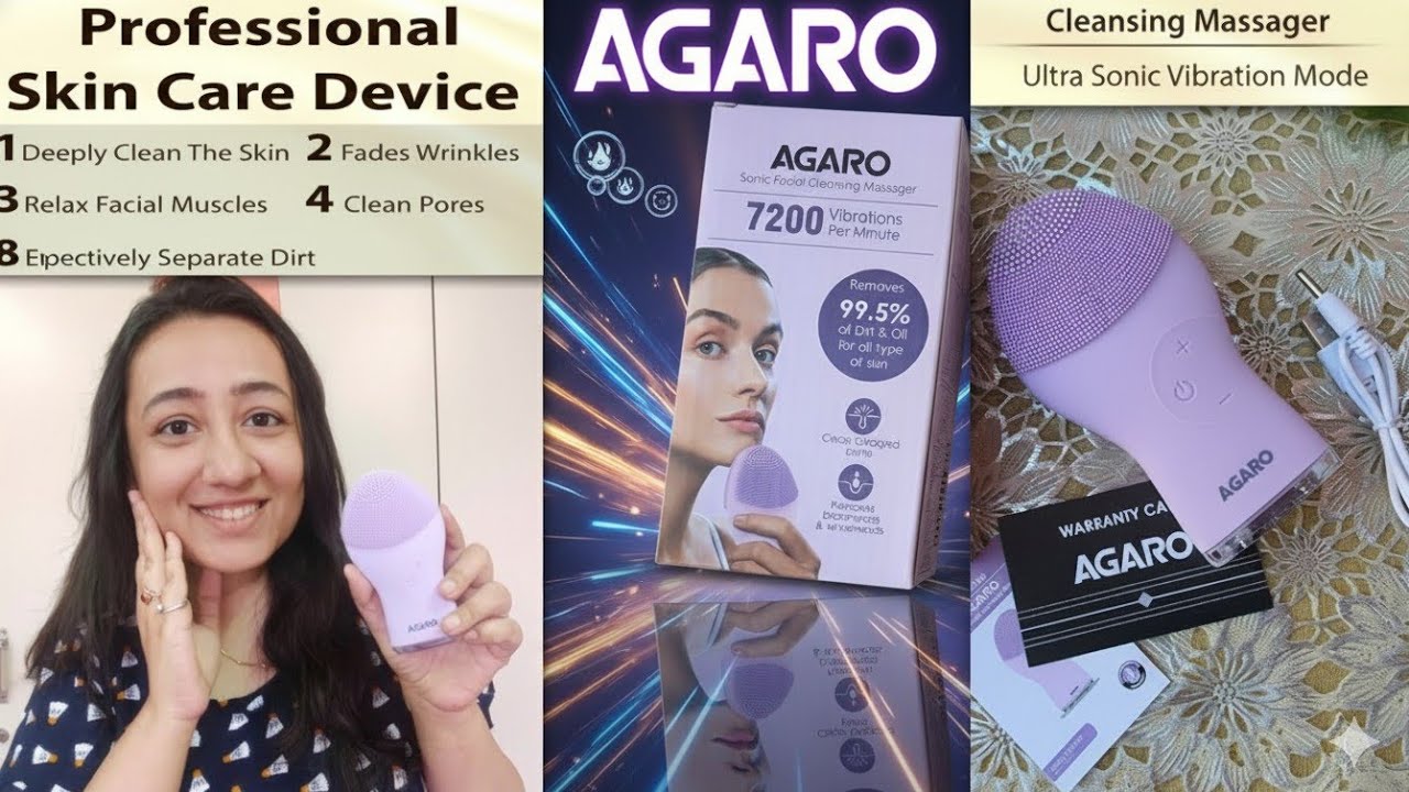 Get Glowing Firm Skin with The Agaro Sonic Facial Cleansing Massager/ A ...