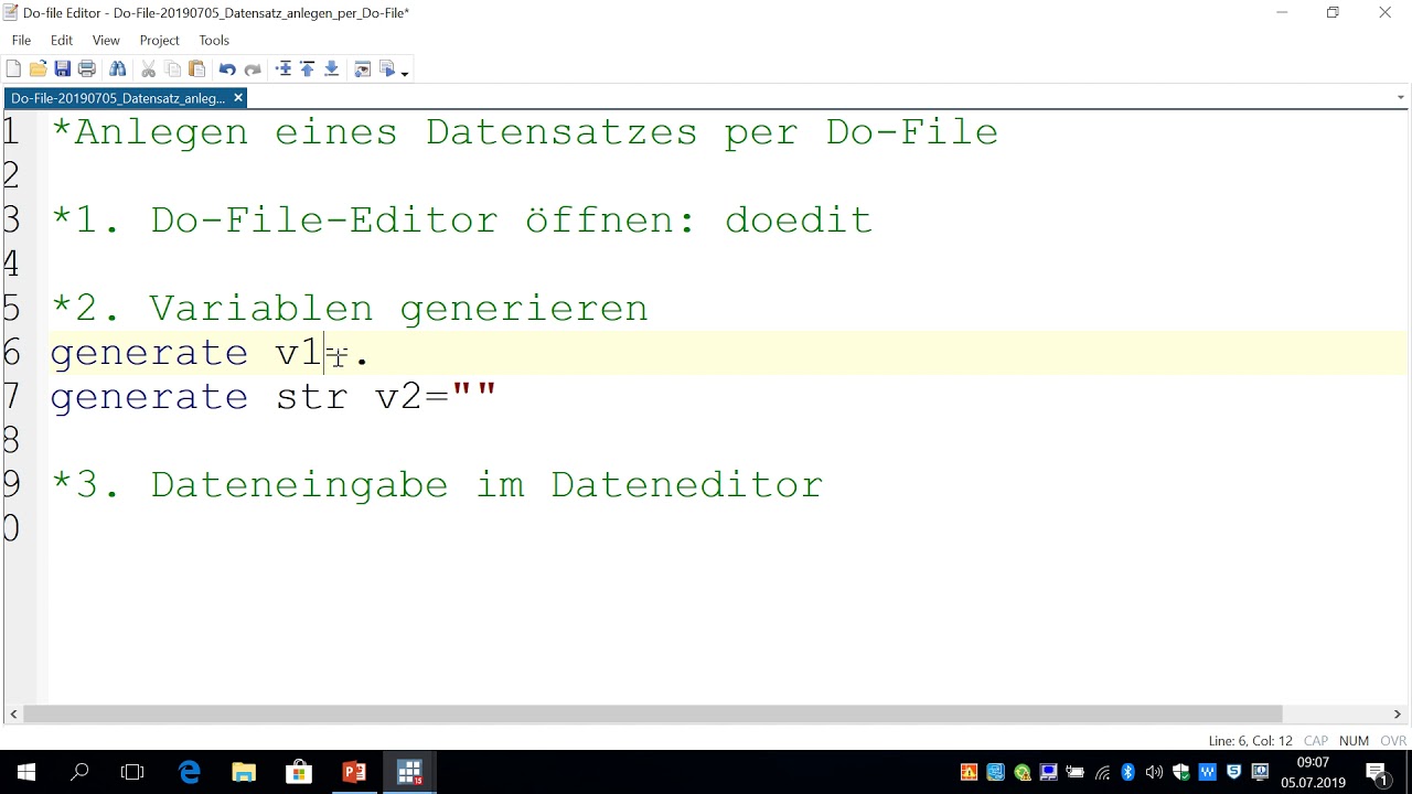 Stata: Anlegen eines Datensatzes (per Do-File) - YouTube