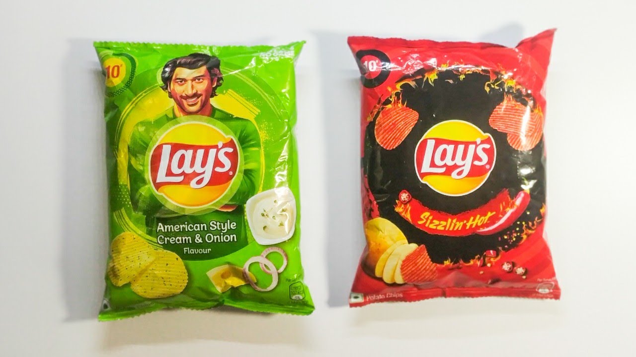 Lay's Dhoni green pack V/s Lay's red colour pack #foodie #lays #dhoni # ...
