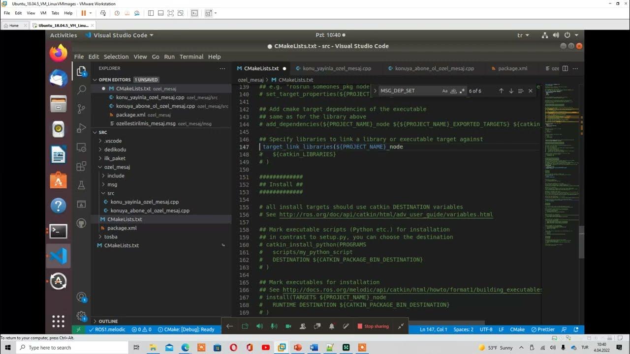 ROS Yeni Mesaj Tipi Oluşturma 1 (2/2) - YouTube