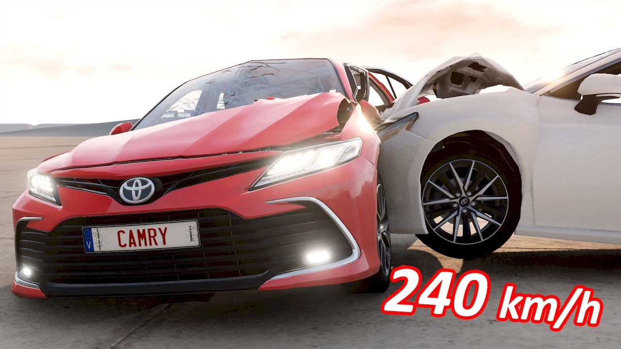 Toyota Camry 3.5 side impact crash 240 km/h | Realistic Crash Test ...