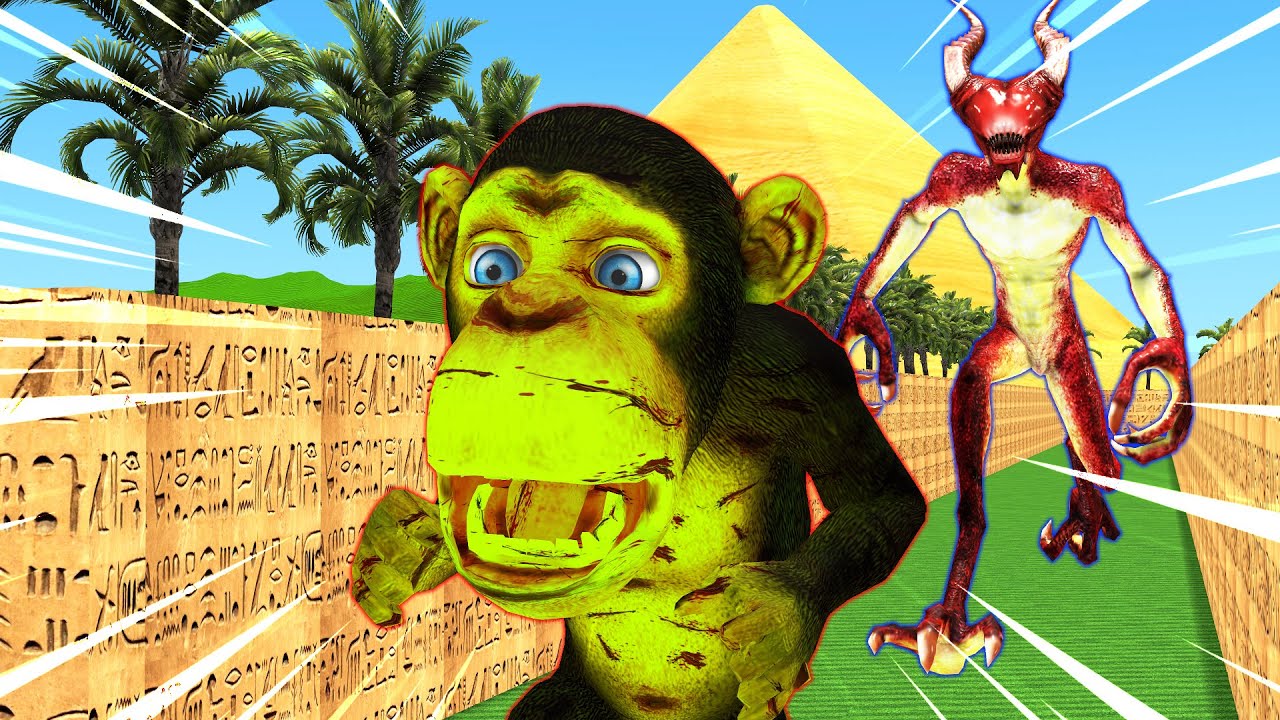 Monster chasing zombie Monkey in ancient egypt maze Temple run - YouTube