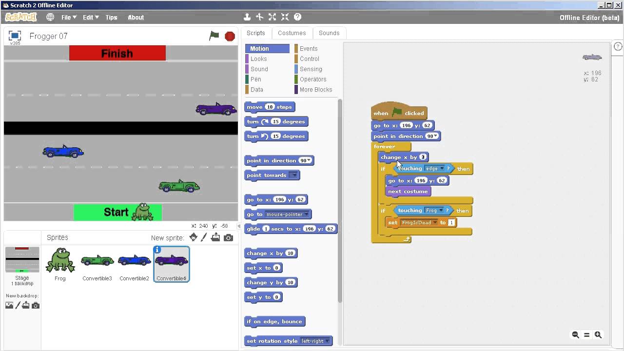Scratch 2 - Frogger 07b - Create More Cars - 3rd Lane (The Other ...