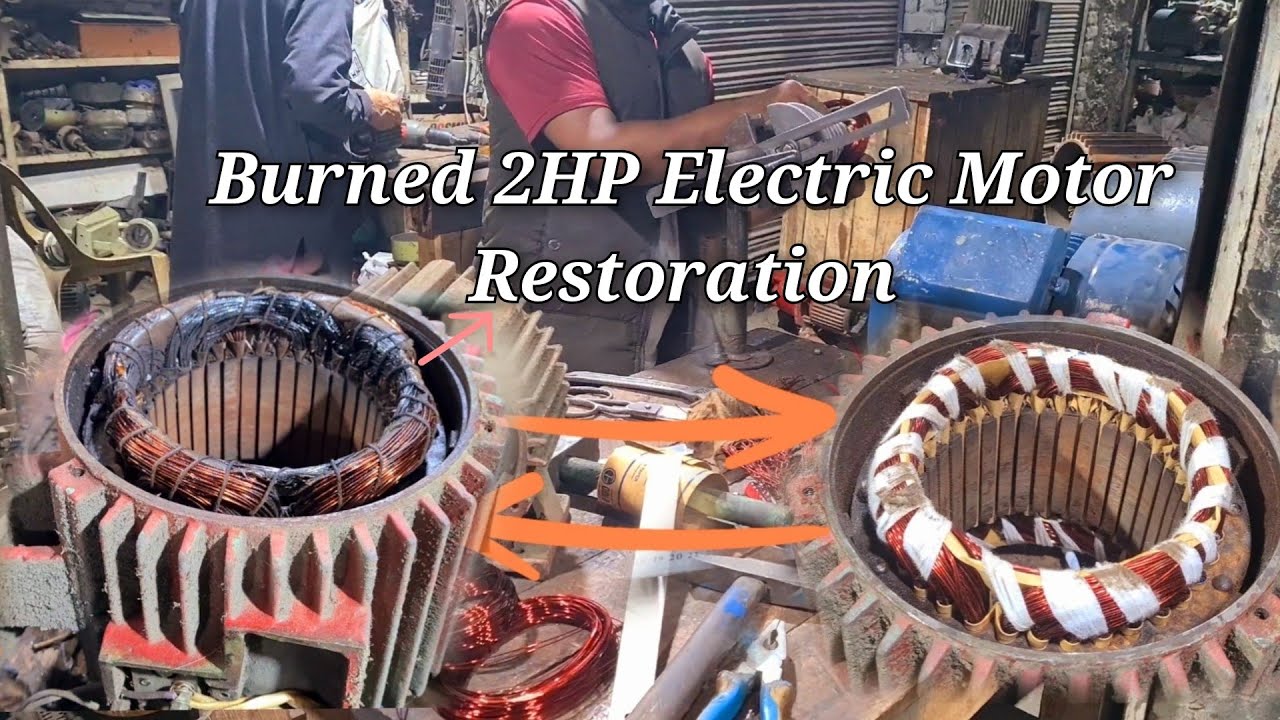Excellent Technique Of Rewinding A Burned 2HP Electric Motor - YouTube